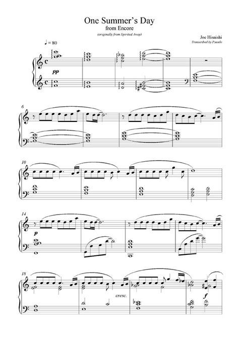 One Summers Day From Spirited Away Piano Chords Music Jazz Piano