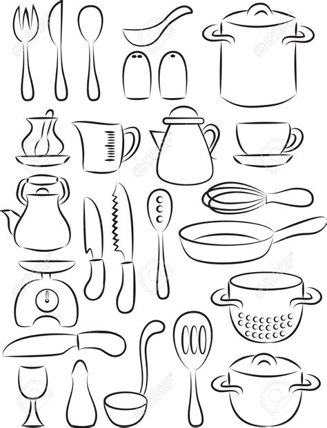 Kitchen Utensils Drawing Easy Warehouse Of Ideas