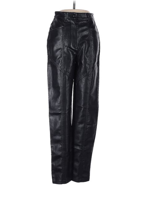Wilfred 100 Polyurethane Solid Black Faux Leather Pants Size 0 73
