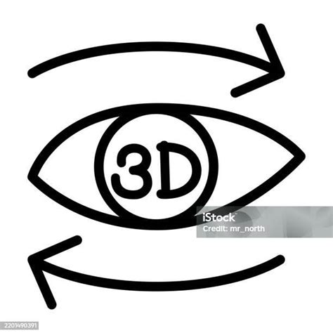 얇은 선 스타일 벡터 일러스트 레이 션의 3d 아이콘 그래픽 디자인 가상현실에 대한 스톡 벡터 아트 및 기타 이미지 가상현실 검은색 고립 색상 Istock