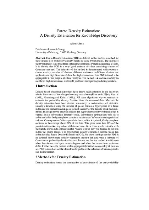 Pdf Pareto Density Estimation A Density Estimation For Knowledge