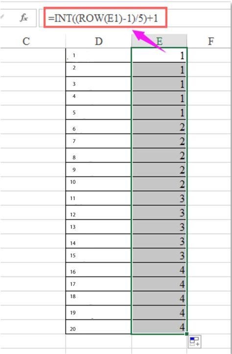 Increase The Value For Excel Sheet Column Value For Every 5 Cells