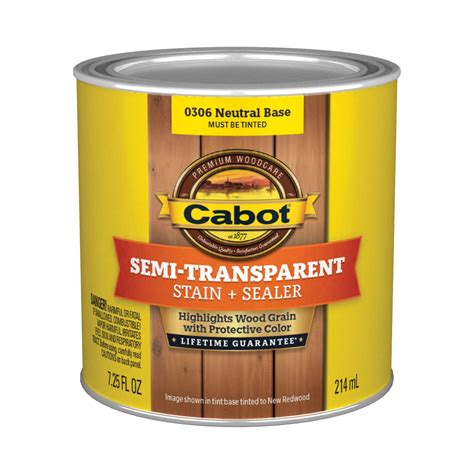 Cabot Tintable Neutral Base Semi Transpa Exterior Wood Stain And Sealer Half Pint In The Stains