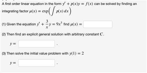 Solved A First Order Linear Equation In The Form Chegg