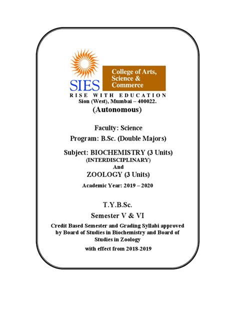 Double Majors Tybsc Biochemistry Zoology 2019 2020 Pdf Molecular