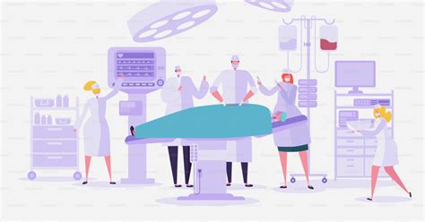 수술실에서 의료 병원 수술 수술 환자에게 외과 수술을 수행하는 의사와 간호사 캐릭터 벡터 그림 사진 Unsplash의 그림 이미지