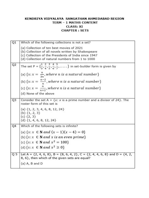Class Xi Math Mcq Cbq Pdf