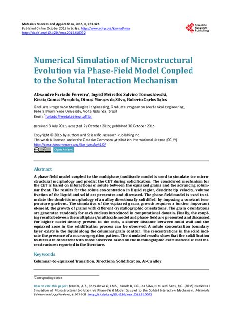 Pdf Numerical Simulation Of Microstructural Evolution In Isothermally