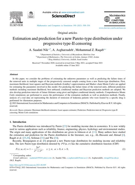 Pdf Estimation And Prediction For A New Pareto Type Distribution Under Progressive Type Ii