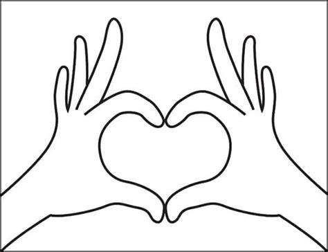 Easy How To Draw Two Hands Making A Heart Tutorial And Coloring Page