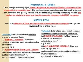 The Knowledge Of QBasic PPT