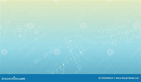 Image Of Mathematical Equations On Blue Background Stock Illustration
