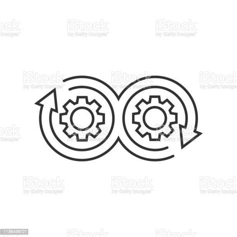 平面樣式的開發圖示在白色被隔絕的背景上的 Devops 向量例證帶有箭頭業務概念的齒輪向量圖形及更多手術圖片 手術 圖示 商務