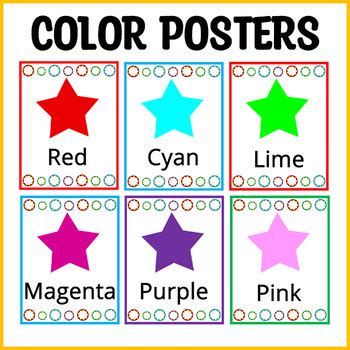 Color Posters Printable Color Posters Editable Classroom Colors Wall Posters
