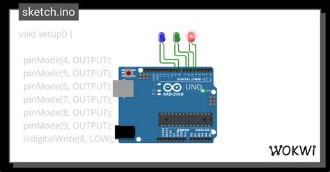 Led Blink Bergantian Wokwi Esp Stm Arduino Simulator