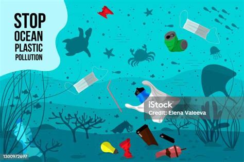 바다 플라스틱 오염을 중지합니다 글로벌 환경 문제 해양 생물 중 해저에 쓰레기 0명에 대한 스톡 벡터 아트 및 기타 이미지 0명 가방 거북이 Istock