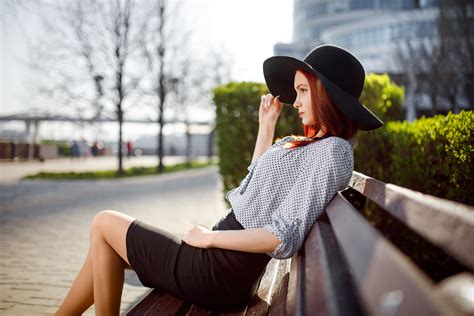 Hat Redhead Woman Depth Of Field Model Girl Wallpaper