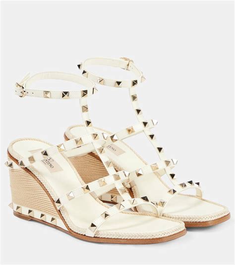 Valentino Garavani Rockstud Leather Wedge Sandals Valentino Garavani