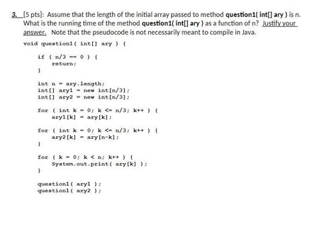 Solved 5 Pts Assume That The Length Of The Initial Array