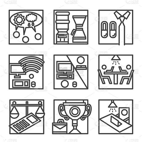 用于协同工作的简单直线矢量图标