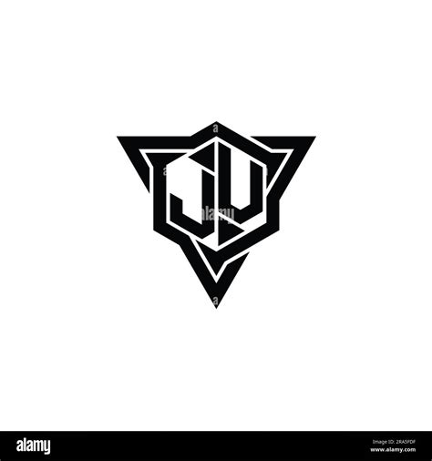 Jv Letter Logo Monogram Hexagon Shape With Triangle Outline Sharp Slice Style Design Template