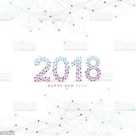 텍스트 디자인 크리스마스 그리고 새 해 복 많이 받으세요 2018입니다 그래픽 배경 통신 합니다 점으로 연결 된 라인입니다 프레