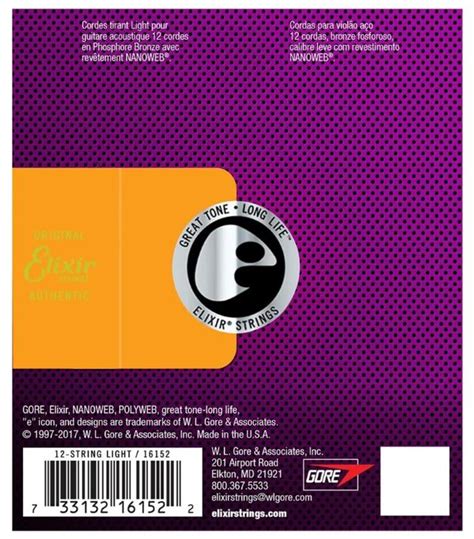 Juego De Cuerdas Para Guitarra Docerola Elixir 12 Cdas 16152