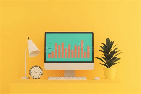 modern minimalist desktop data analysis business workplace stock