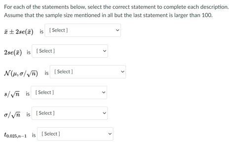 Solved For Each Of The Statements Below Select The Correct