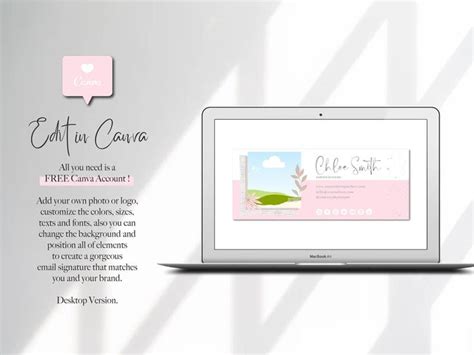 Pink Email Signature Template Fully Editable Canva Gmail And Outlook