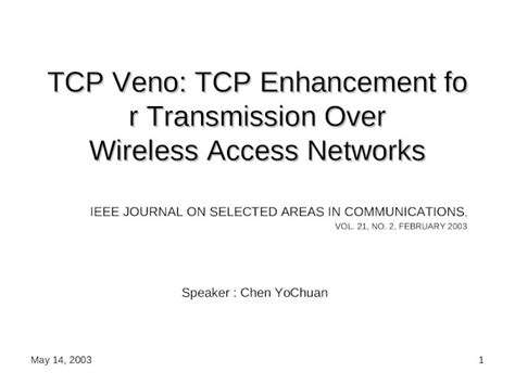 Ppt Tcp Veno Tcp Enhancement For Transmission Over Wireless Access
