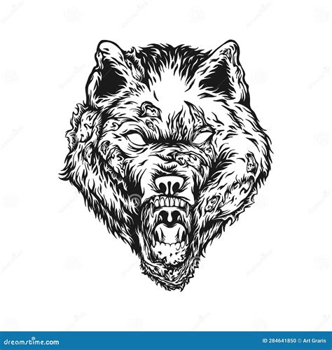 Zombie Wolf Lineart