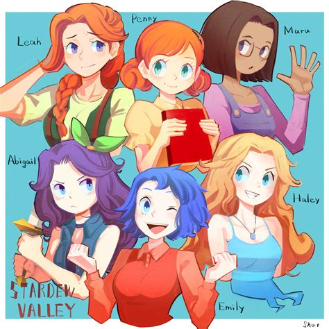Haley Abigail Leah Penny Maru And 1 More Stardew Valley Drawn By