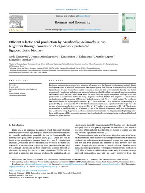 2 Lactic Acid Production Pdf Lactic Acid Glycolysis