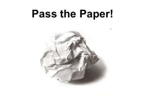 Pass The Paper Game Speaking Beginners Finish It Off Esl Efl