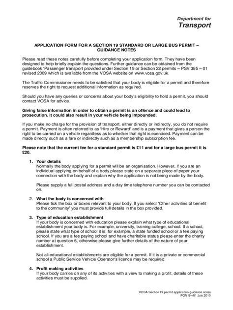 Fillable Online Guidance Notes For Section 19 Application Guidance