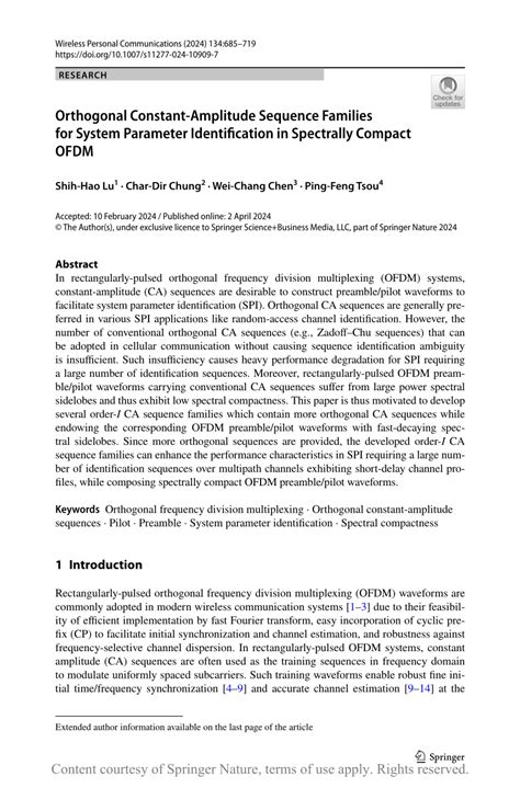 Orthogonal Constant Amplitude Sequence Families For System Parameter