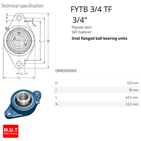 SKF FYTB 3 4 TF ตลบลกปนตกตาหนาแปลนรปไข รใน 3 4 นว NUT