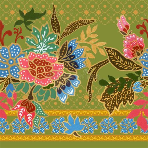 Seamless Pattern Traditional Tribal Ethic Saree Sarong Batik Flower