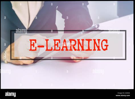 Hand And Text E Learning With Vintage Backgound Technology Concept
