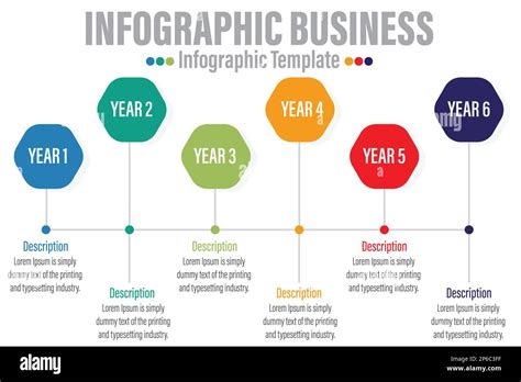 6project 6months 6yearmodern Timeline Diagram With Progress Circle Presentation Vector