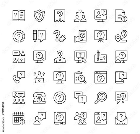 Question Icons Set Vector Line Icons Black Outline Stroke Symbols Stock Vector Adobe Stock