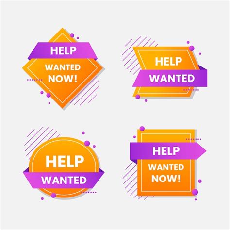 Free Vector Help Wanted Label Set Design