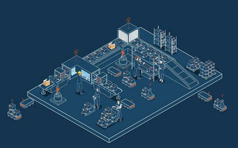 Automated Warehouse Robots And Smart Warehouse Technology Concept With