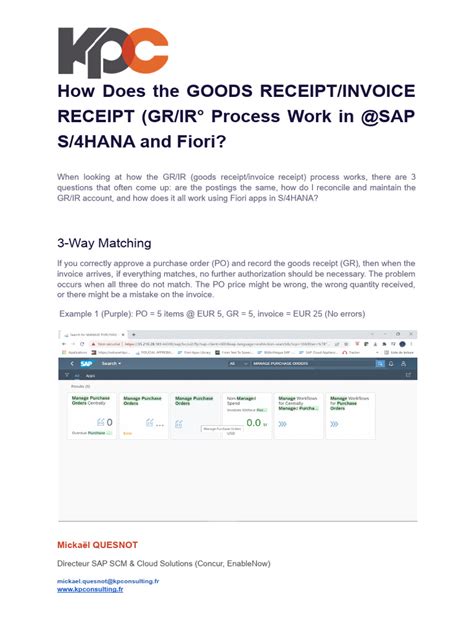 How Does The Goods Receipt Invoice Receipt Gr Ir° Process Work In Sap S 4hana And Fiori Pdf