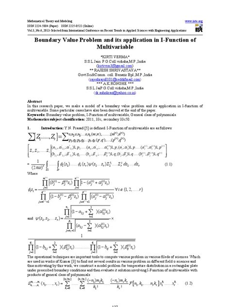 Boundary Value Problem And Its Application In I Function Of Multivariable Pdf Trigonometric