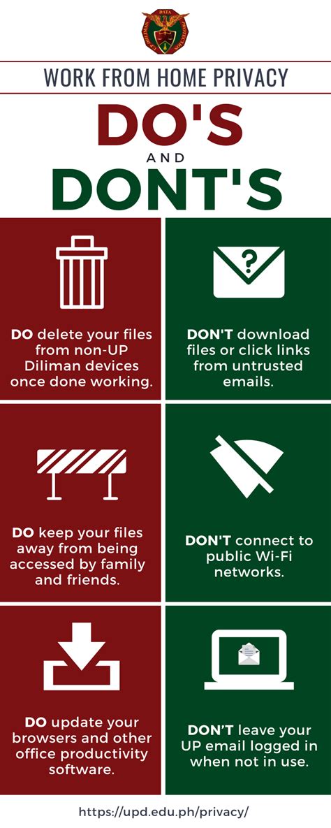 Infographic Work From Home Privacy Dos And Donts UP Diliman Data