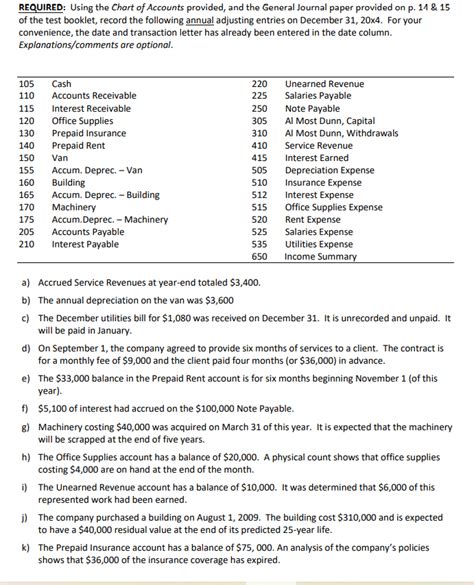 Solved REQUIRED Using The Chart Of Accounts Provided And Chegg Com
