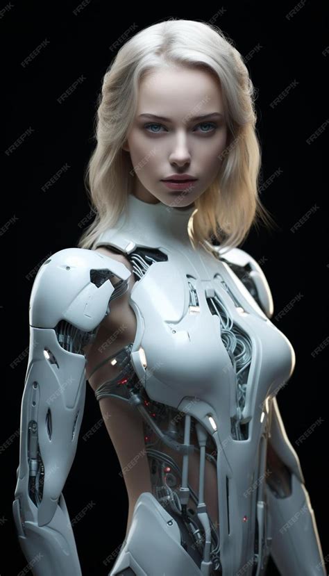 Premium Photo A Woman In A White Robot Suit Is Holding A Hand That
