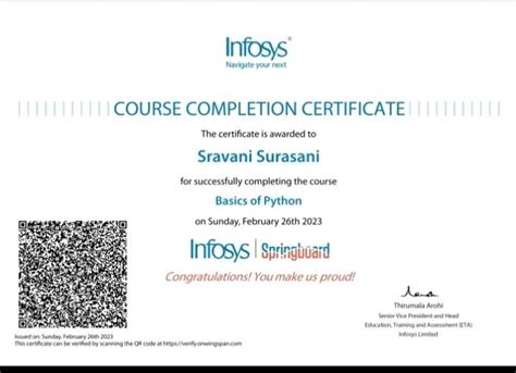 Sravani Reddy Surasani On Linkedin Infosys Spring Board Basics Of Python